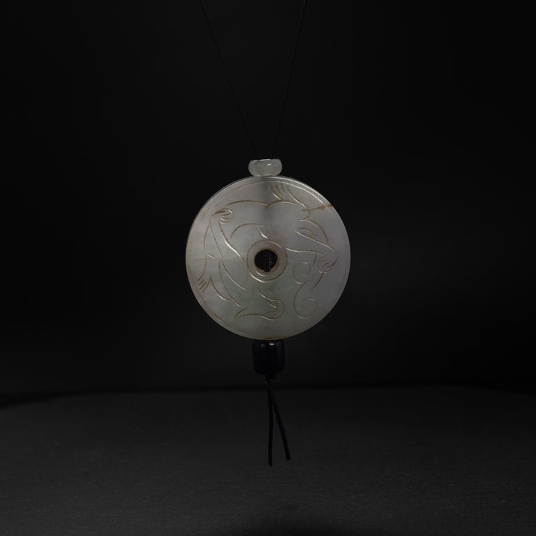 Antique Carved Jadeite Pi Disk For Sale at 1stDibs