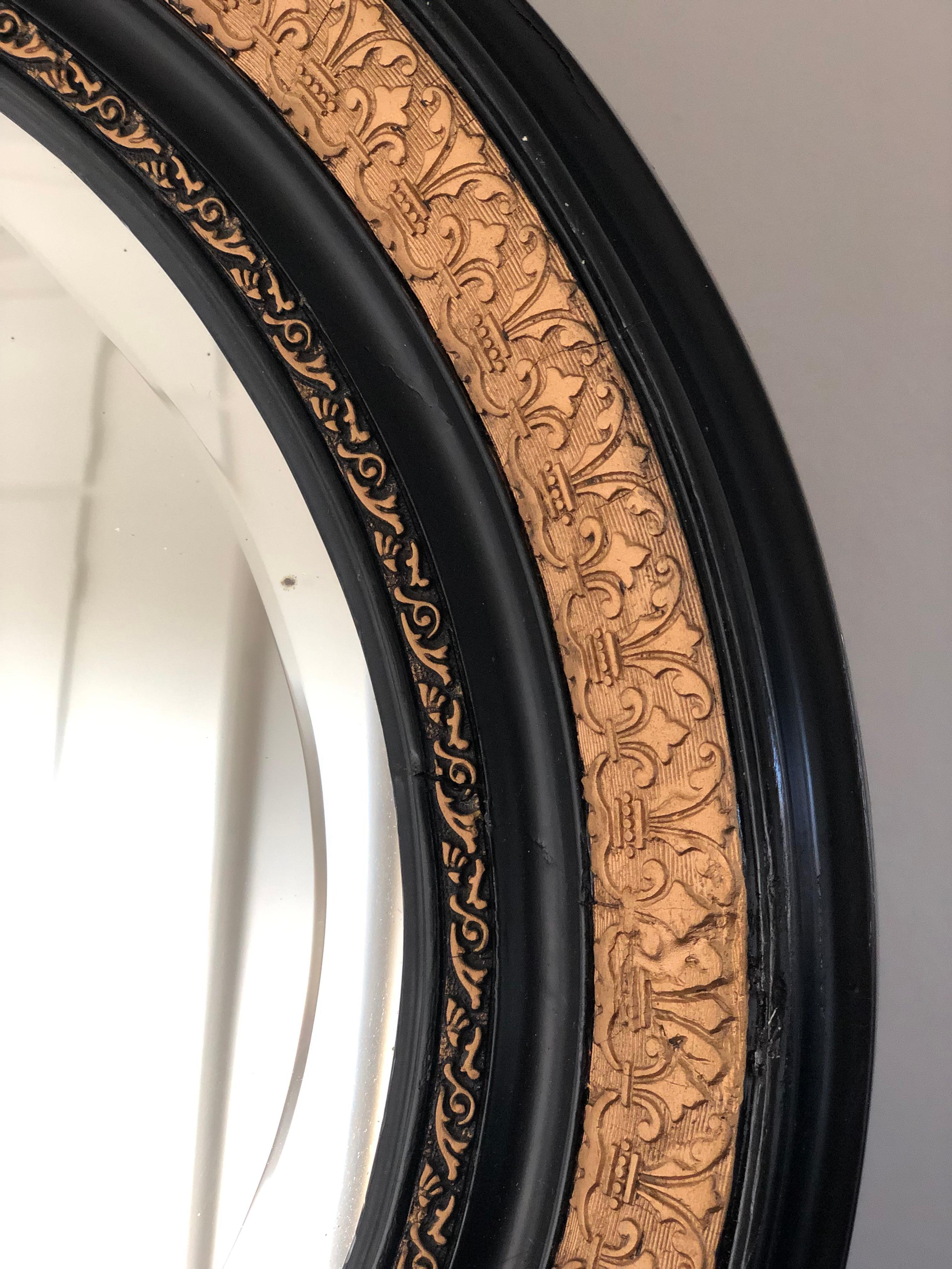 Antique Carved Louis Philippe Oval Mirror In Black and Gold France Late ...
