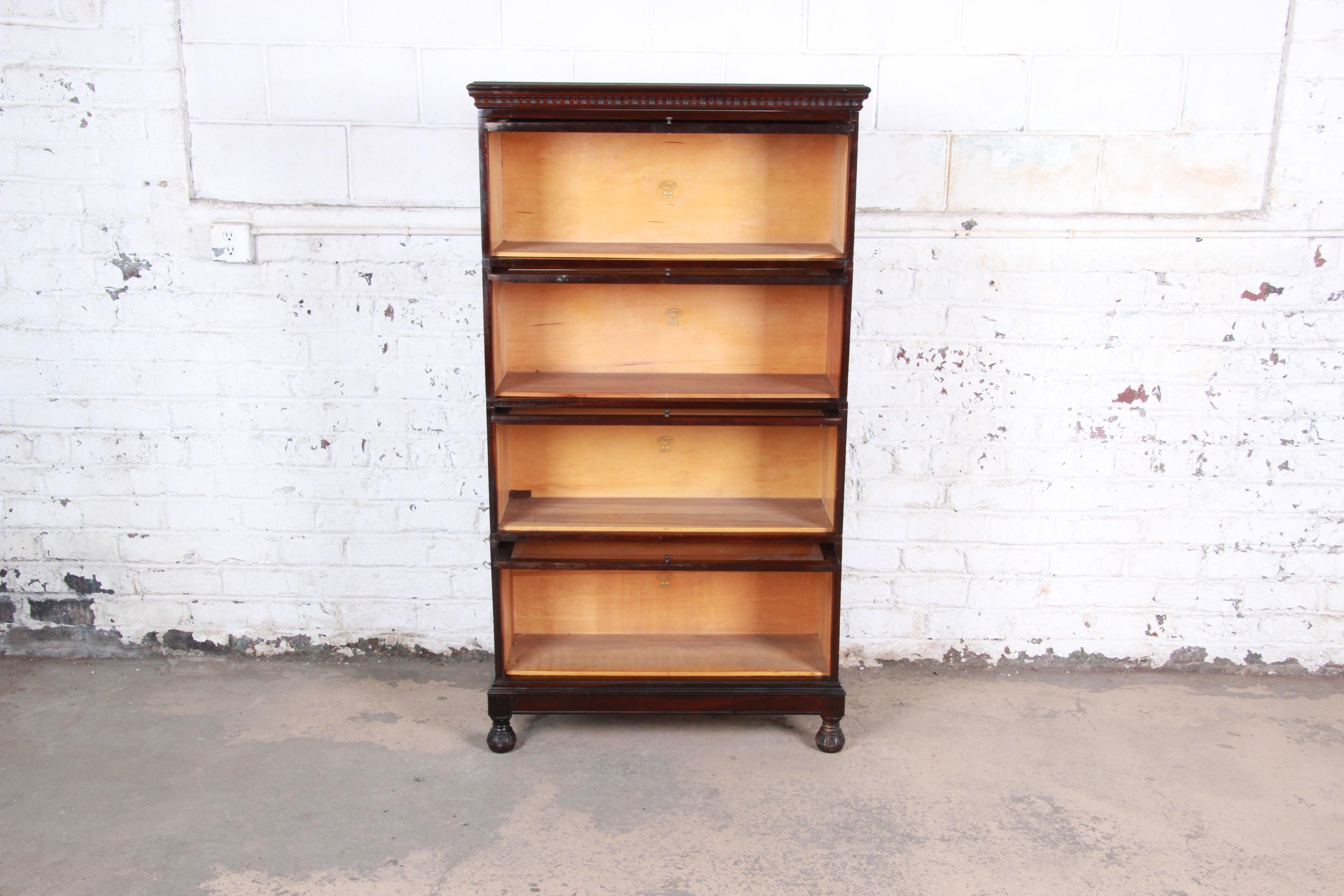 Antique Carved Mahogany Four-Stack Barrister Bookcase by Macey, circa ...