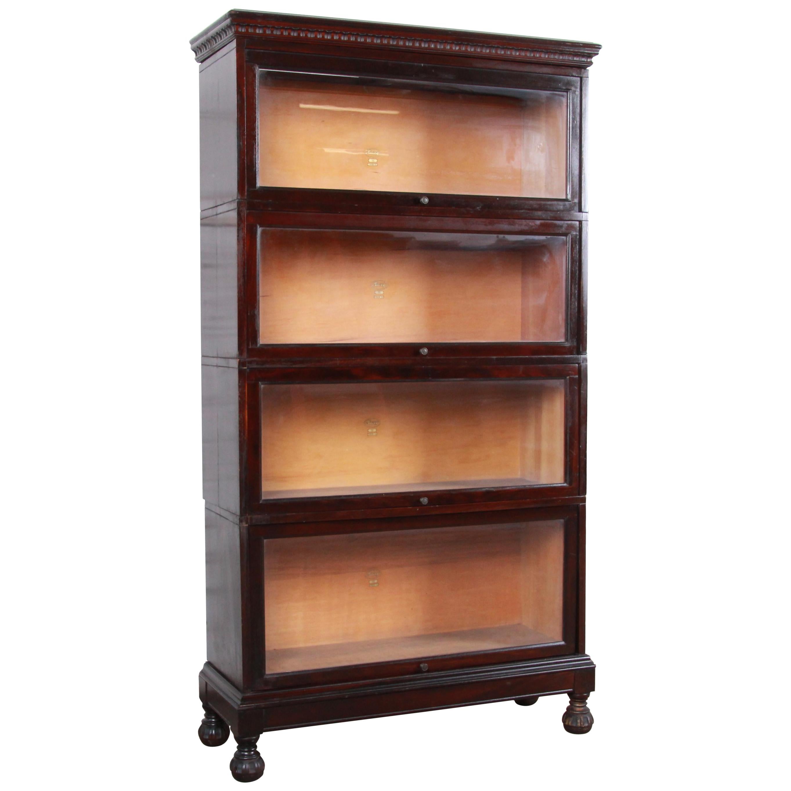 Antique Carved Mahogany Four-Stack Barrister Bookcase by Macey, circa ...