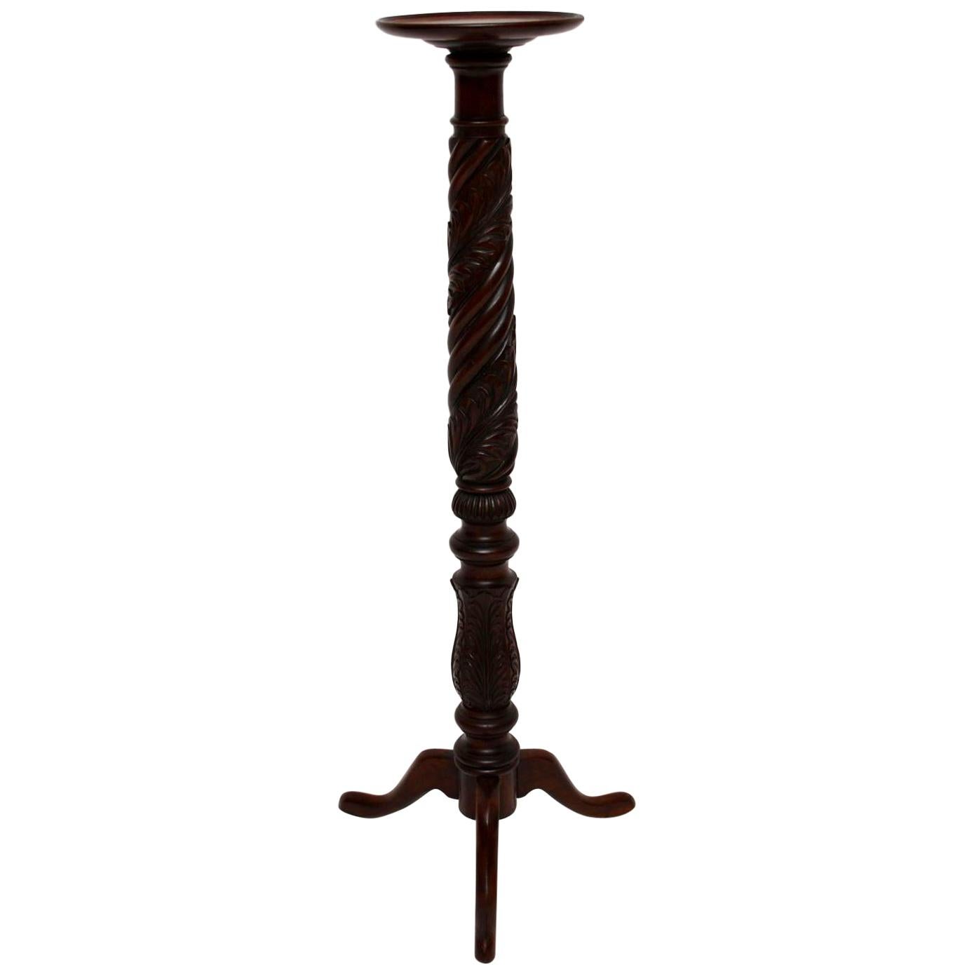 Antique Carved Mahogany Torchere Stand at 1stDibs