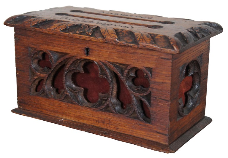 Antique Carved Oak 19th Century Gothic Revival Reticulated Letter Post ...