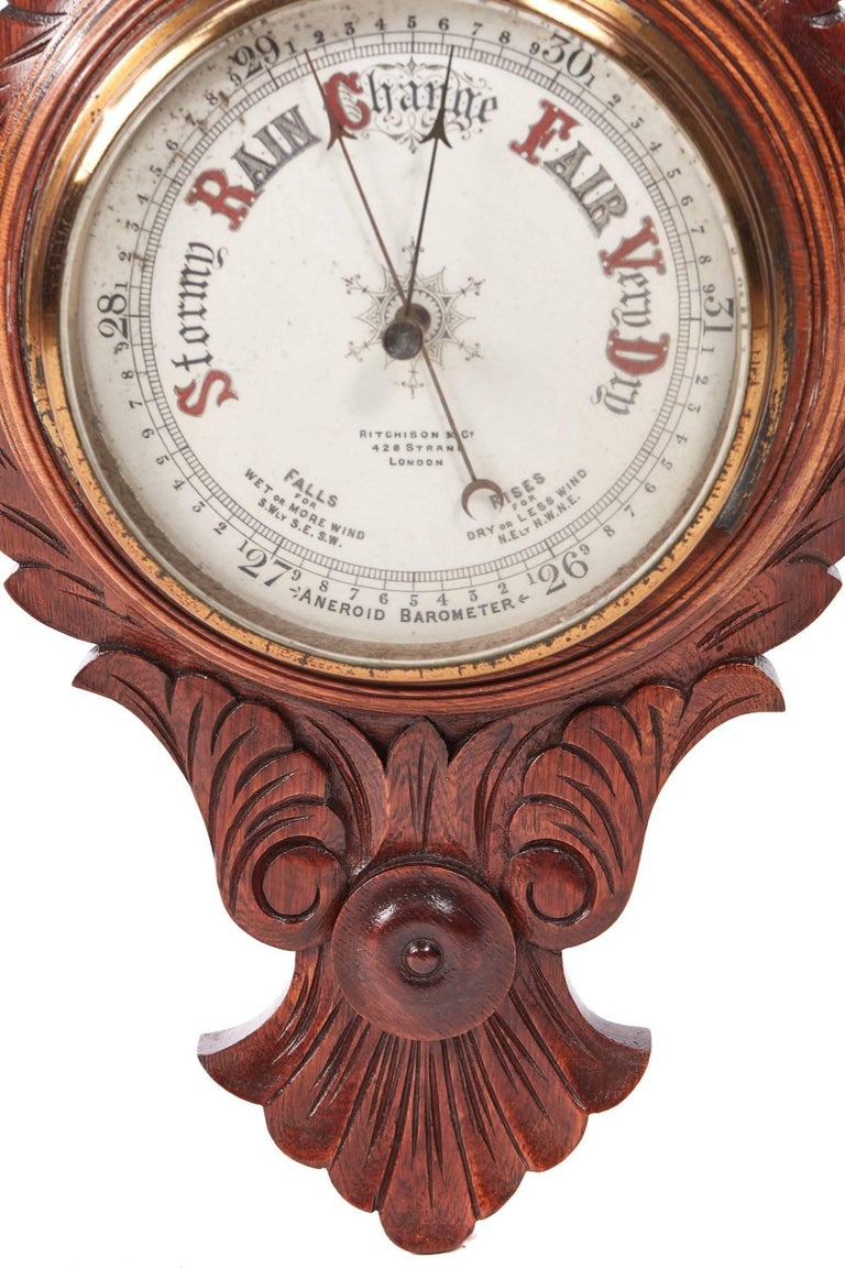 Antique Carved Oak Anerold Banjo Barometer at 1stDibs
