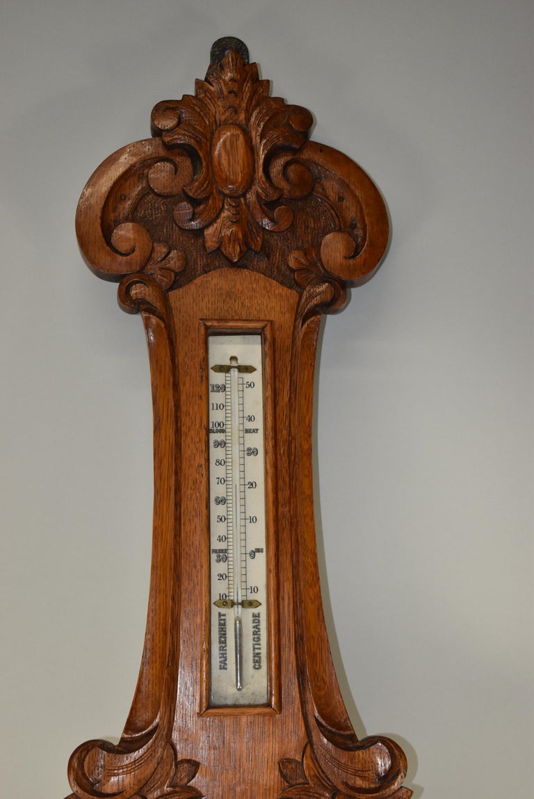 Antique Carved Oak Barometer Lloyd, Payne and Amiel Manchester England ...