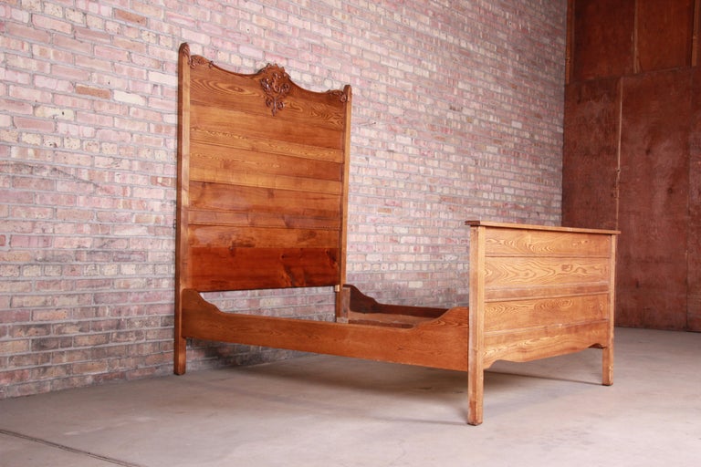 Antique Carved Oak Full Size Bed, circa 1900 at 1stDibs