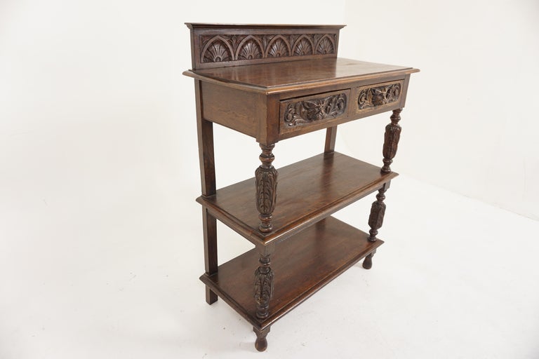 Antique Carved Oak "Green Man" 3 Tier Server, Hall Table, Scotland 1880 ...
