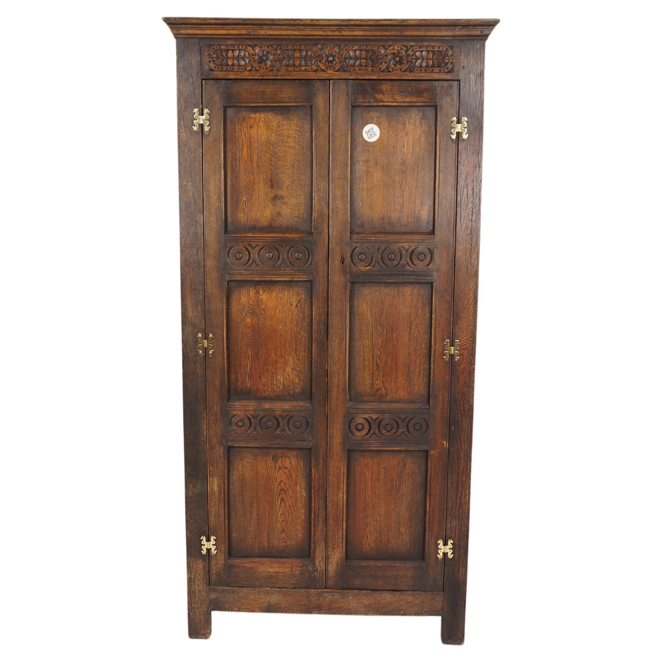 Monumental Antique Victorian Oak Wardrobe Armoire Hall Tree Cabinet ...
