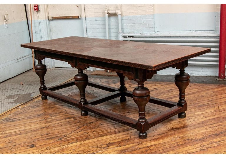 Antique Carved Oak Library or Hunt Table For Sale at 1stDibs