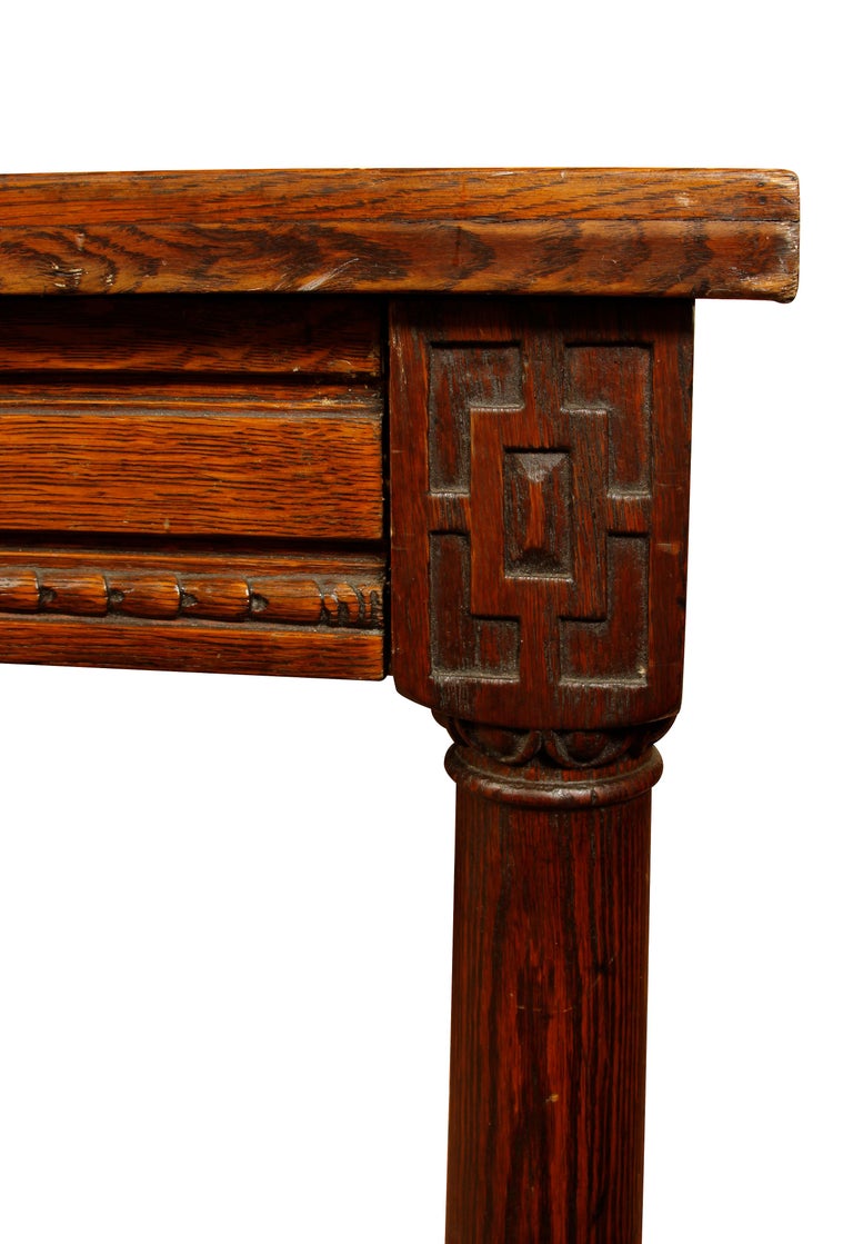 Antique Carved Oak Library Table at 1stDibs
