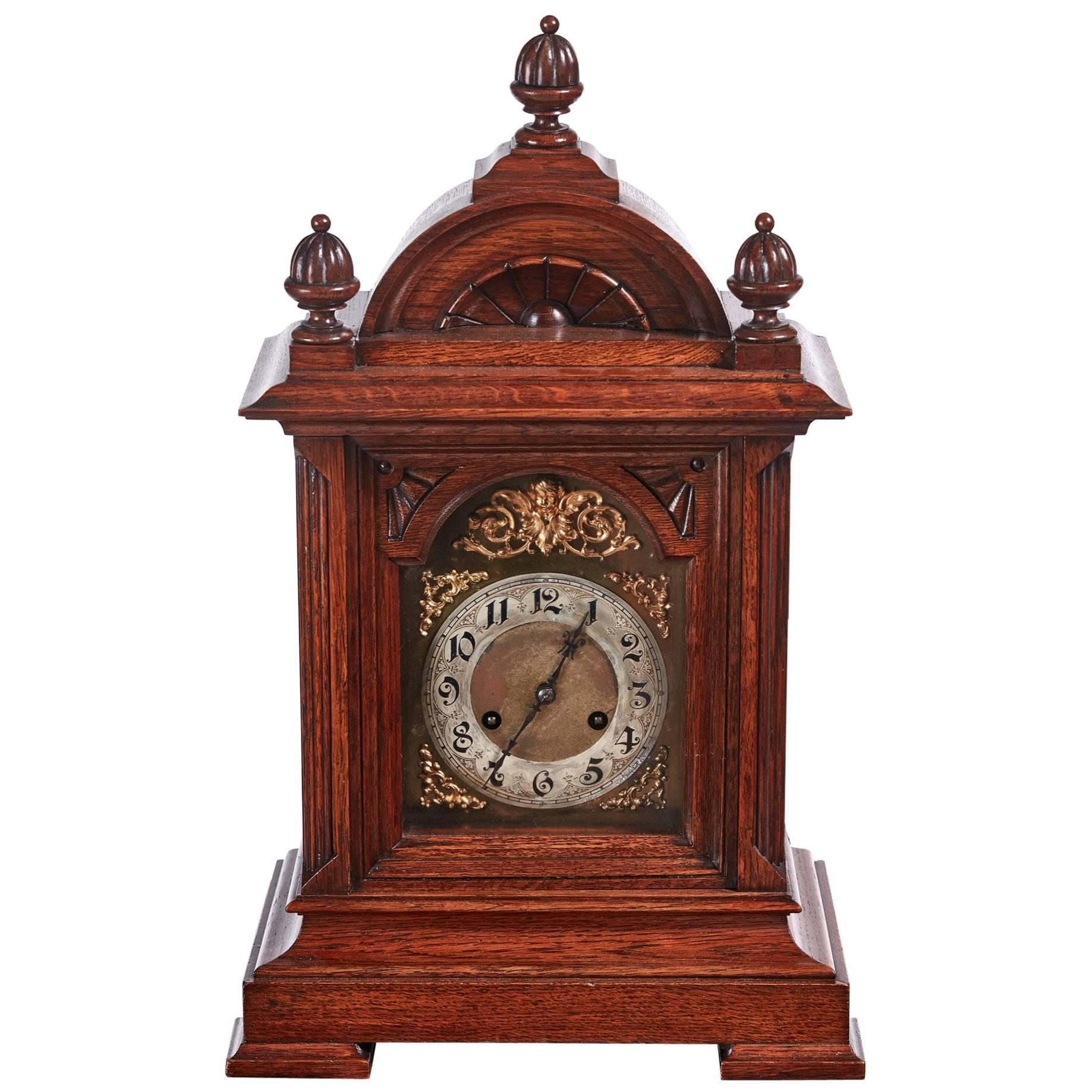 Antique Carved Oak Mantle Clock at 1stDibs