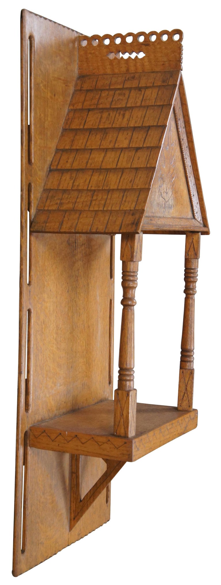 Antique Carved Oak Ornamental Folk Art Maple Leaf House Wall Sconce ...