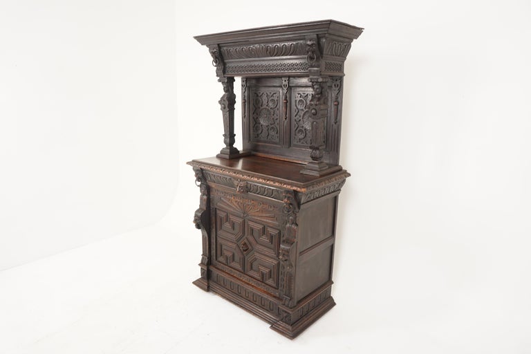 Antique Carved Oak Sideboard Buffet Hutch, Green Man, Scotland 1880 ...
