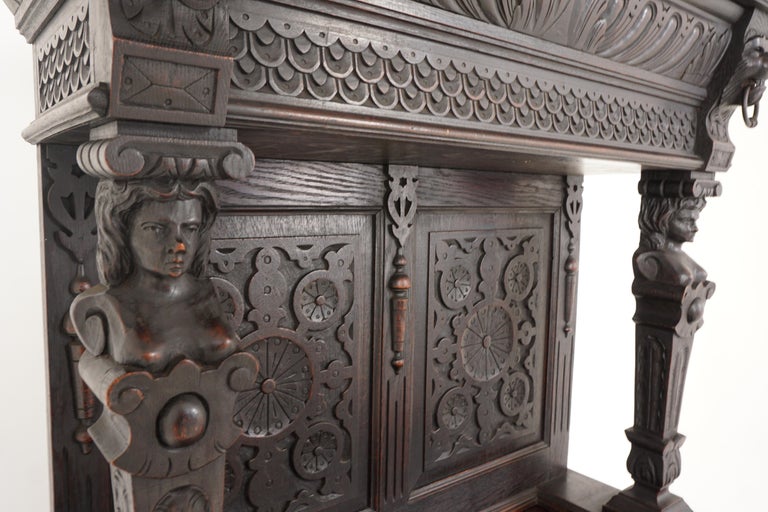 Antique Carved Oak Sideboard Buffet Hutch, Green Man, Scotland 1880 ...