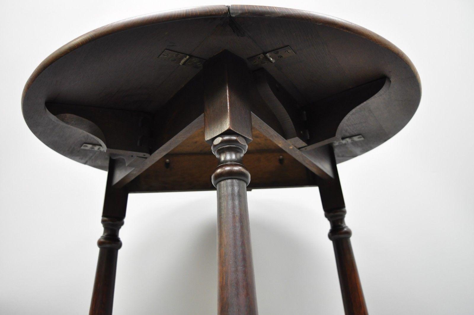 Antique Carved Oak Wood Renaissance Revival Triangle Drop-Leaf Side ...