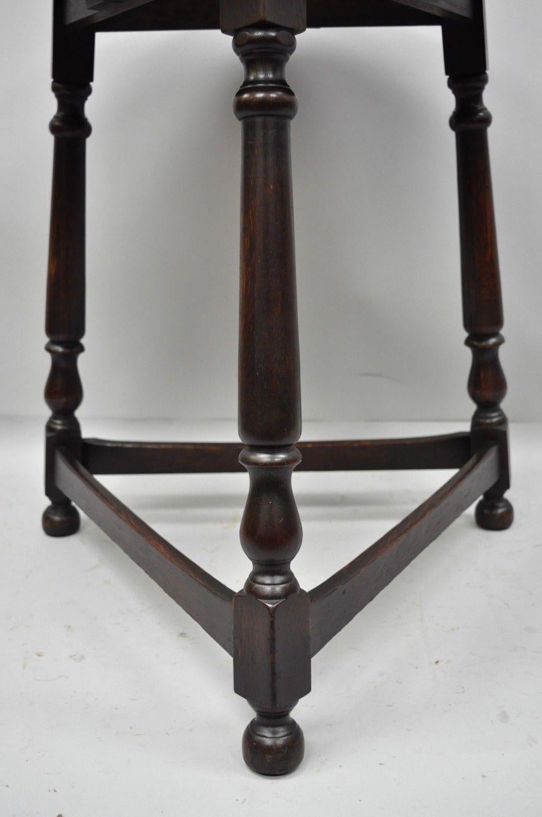 Antique Carved Oak Wood Renaissance Revival Triangle Drop-Leaf Side ...