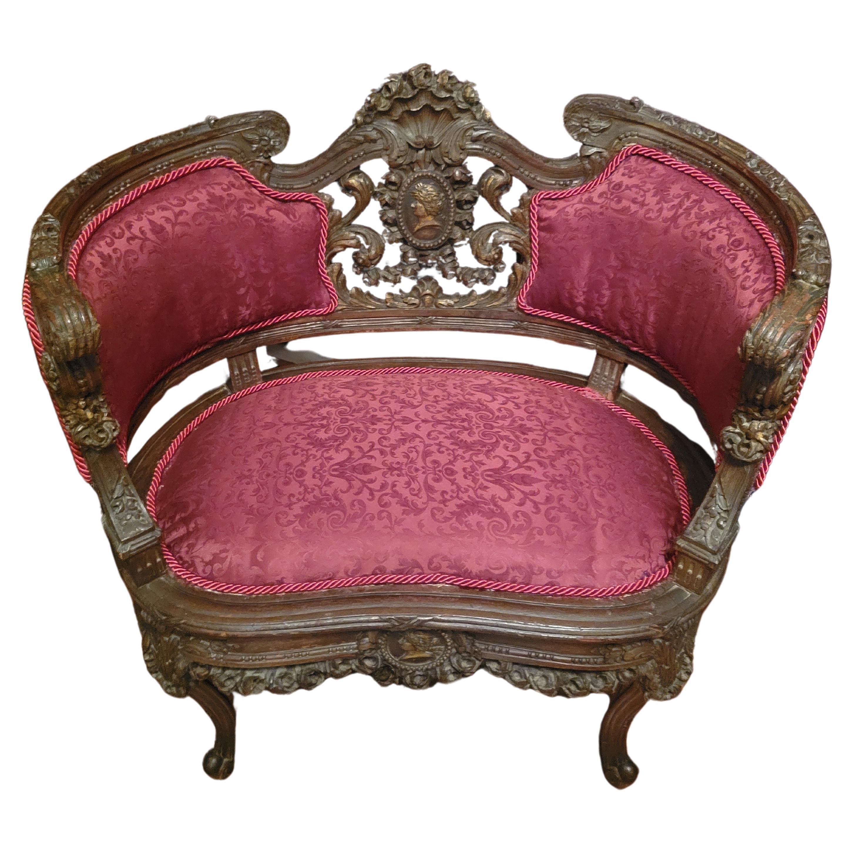 Kimball Reproductions Victorian Style Cameo Sofa For Sale at 1stDibs