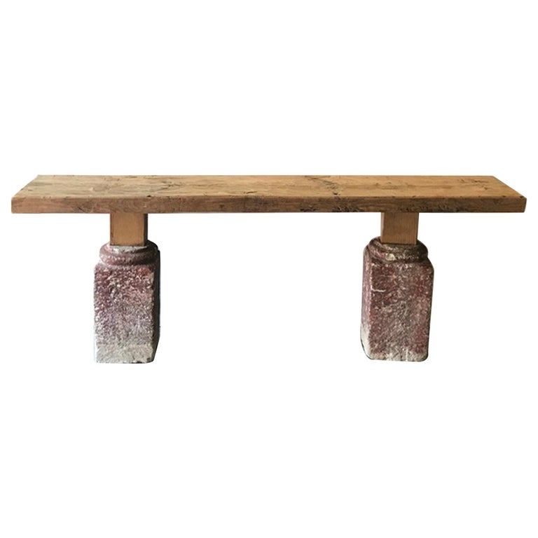 Antique Carved Stone and Wood Console at 1stDibs