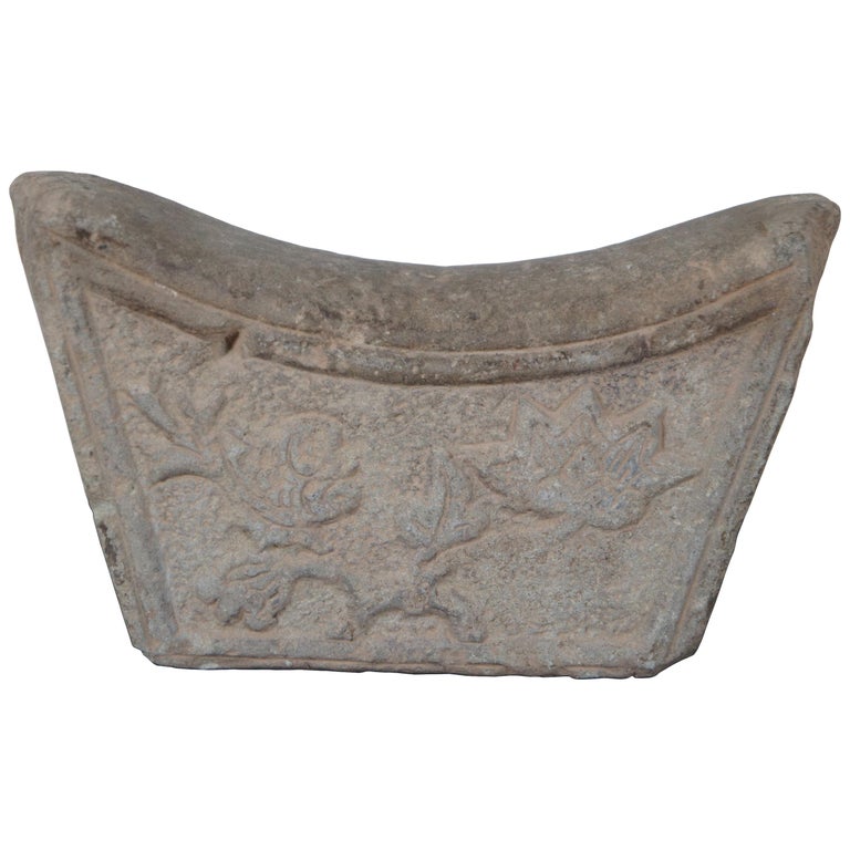 Antique Carved Stone Geisha Japanese Asian Head Rest Pillow Neck ...