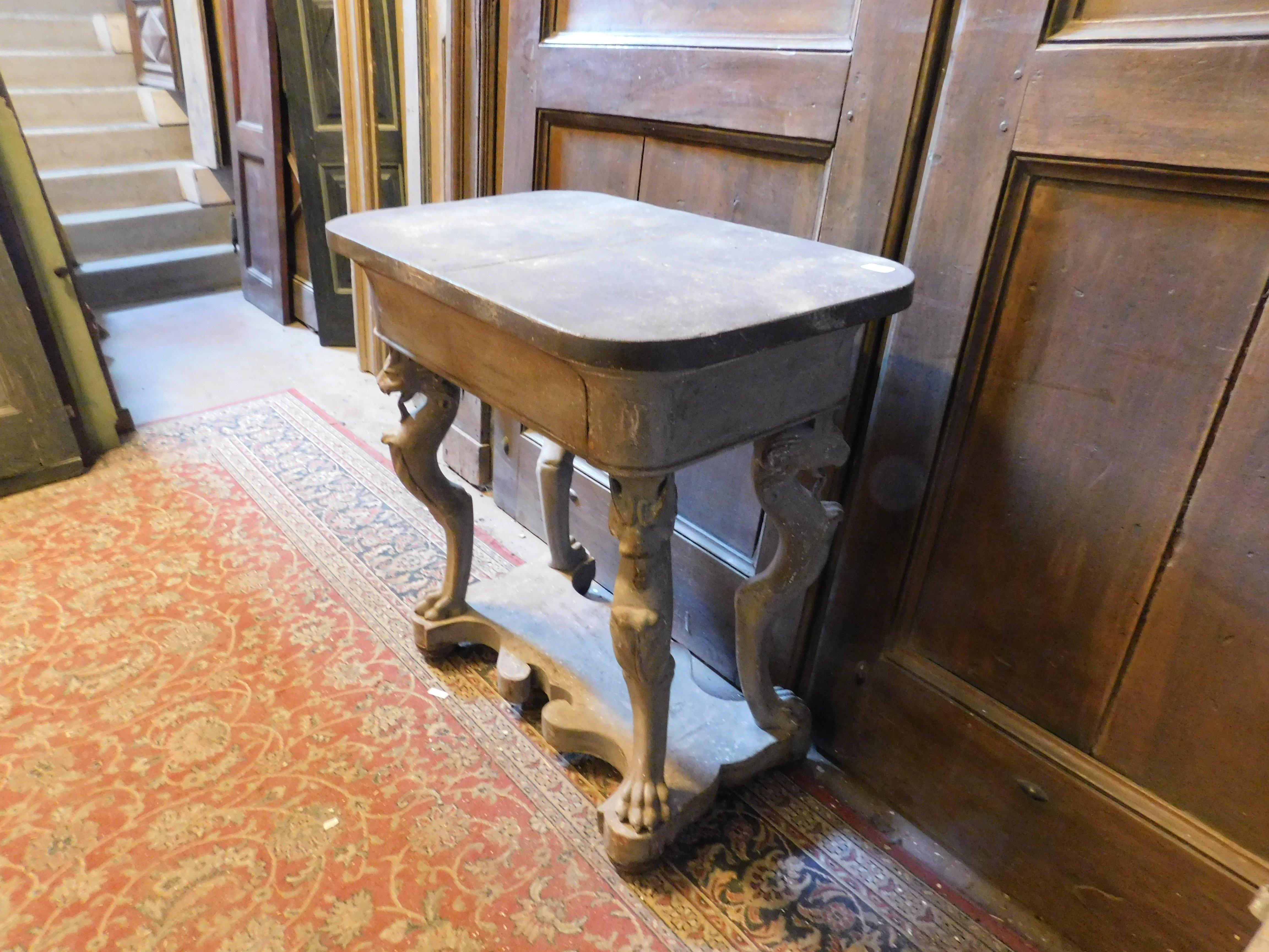 antique carved table with drawer, 1900s, Italy For Sale at 1stDibs