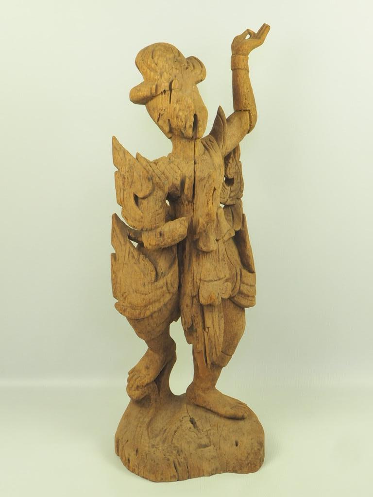 Antique Carved Thai Wooden Sculpture of a Dancing Apsara For Sale at ...