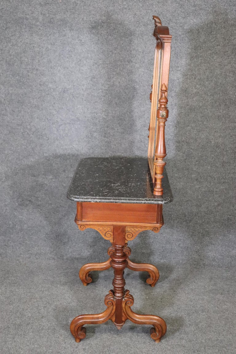 Antique Carved Victorian Marble Top Wash Stand For Sale at 1stDibs