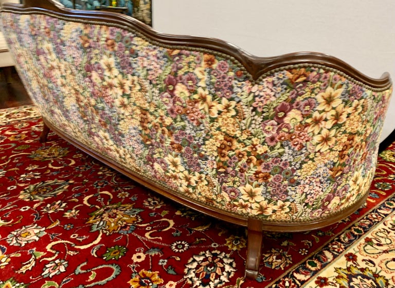 Antique Carved Victorian Sofa With Floral Tapestry Upholstery at ...