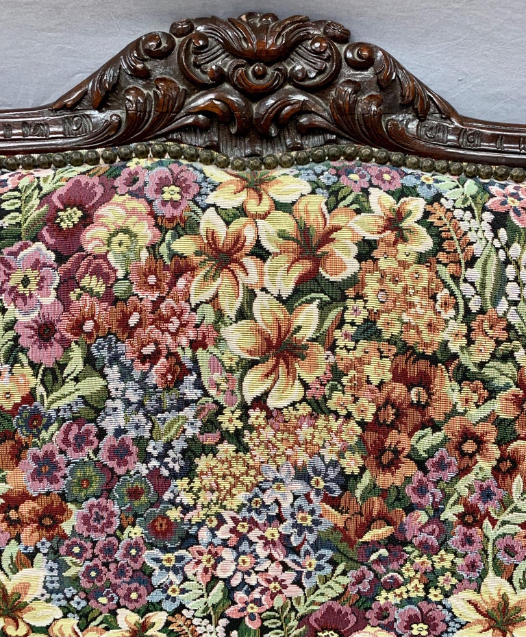 Antique Carved Victorian Sofa With Floral Tapestry Upholstery at ...