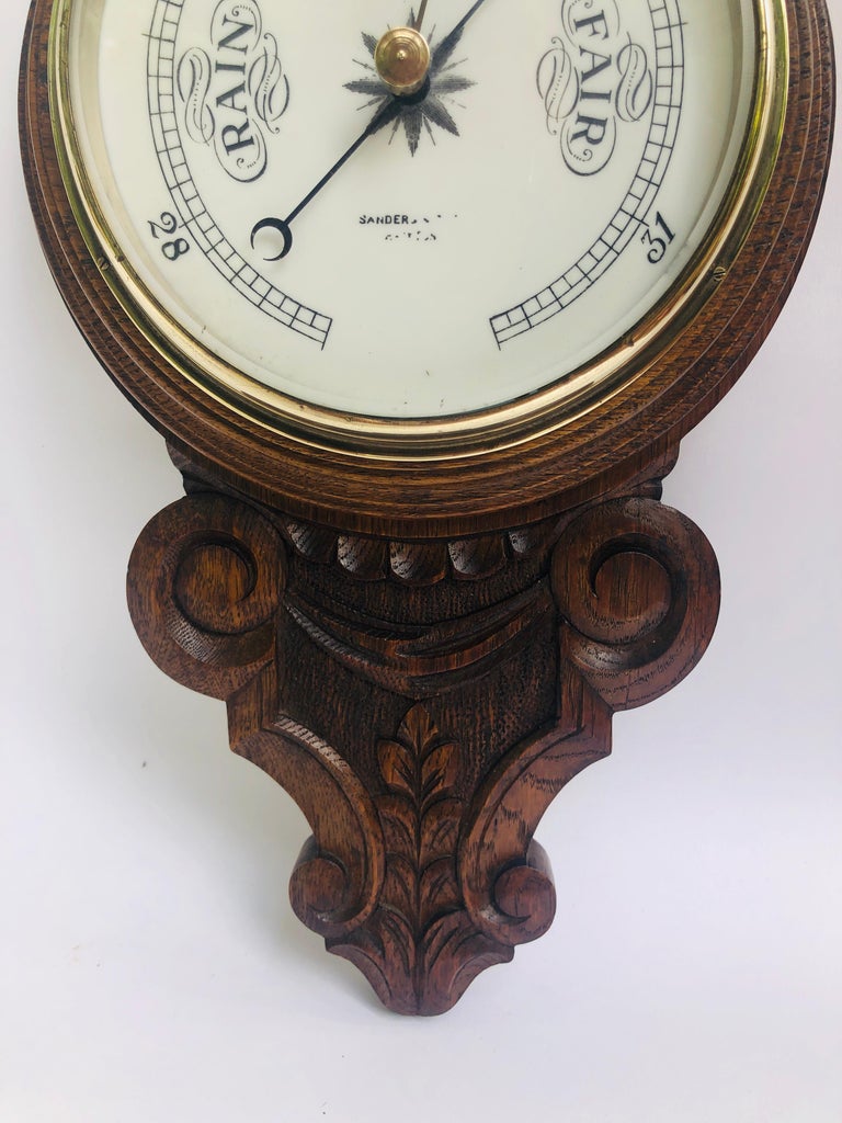 Antique Carved Walnut Aneroid Banjo Barometer at 1stDibs | reyn time clock