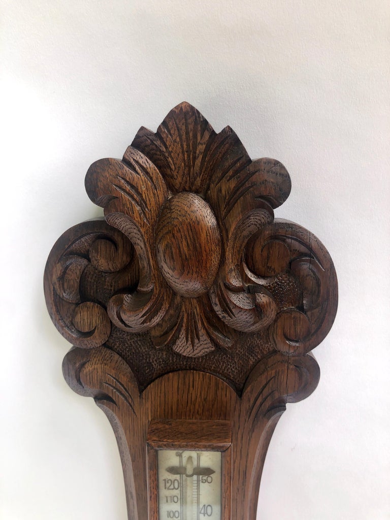Antique Carved Walnut Aneroid Banjo Barometer at 1stDibs | reyn time clock