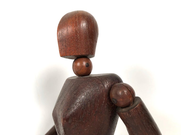 Antique Carved Walnut Articulated Artist's Figure Model at 1stDibs