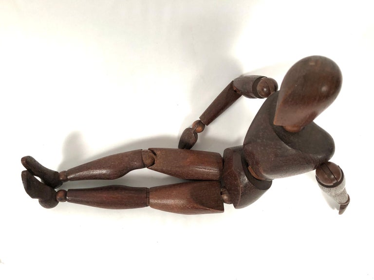 Antique Carved Walnut Articulated Artist's Figure Model at 1stDibs