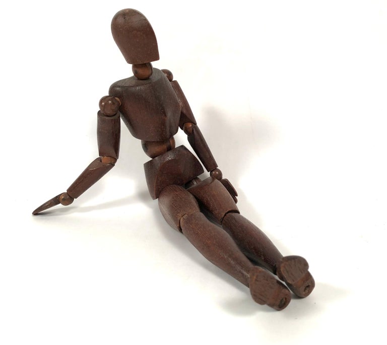 Antique Carved Walnut Articulated Artist's Figure Model at 1stDibs
