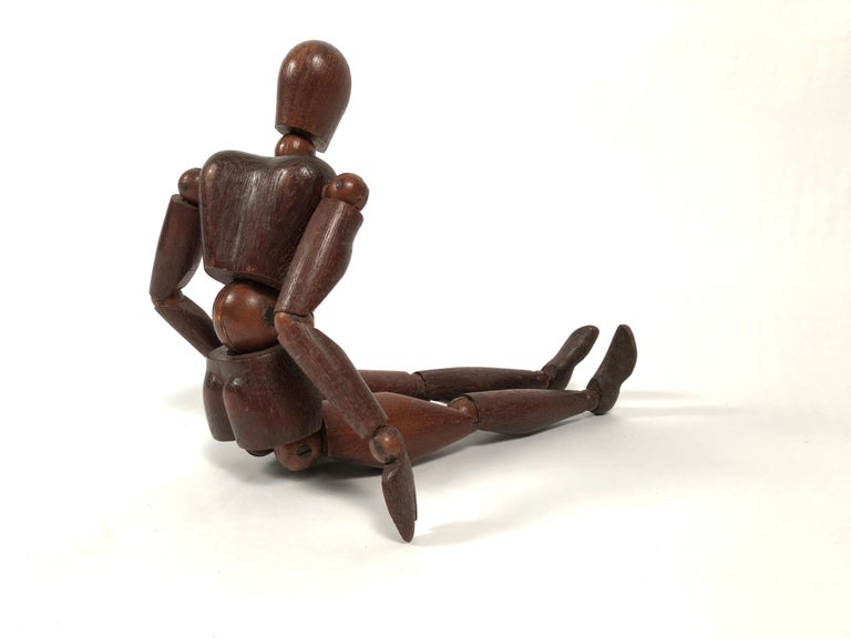 Antique Carved Walnut Articulated Artist's Figure Model at 1stDibs