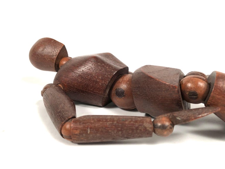 Antique Carved Walnut Articulated Artist's Figure Model at 1stDibs