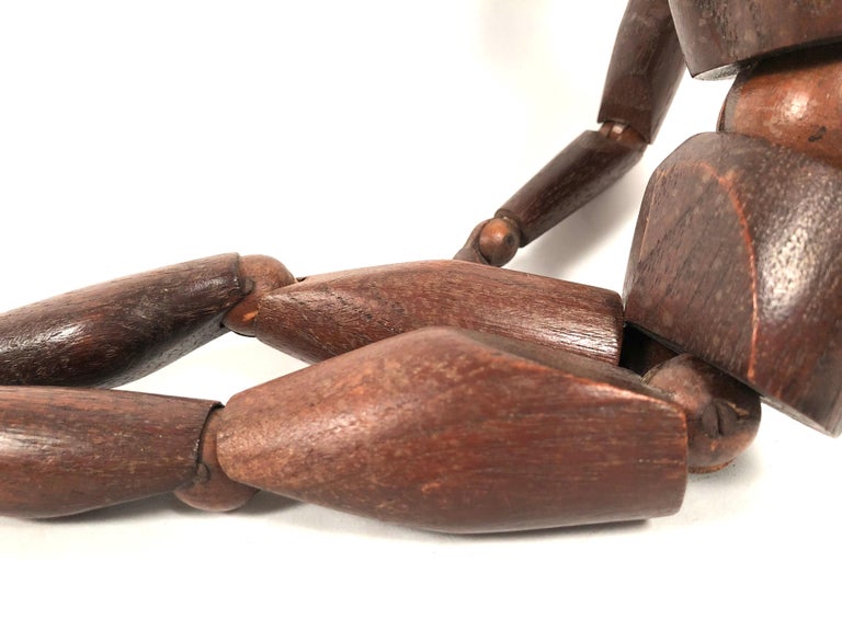 Antique Carved Walnut Articulated Artist's Figure Model at 1stDibs