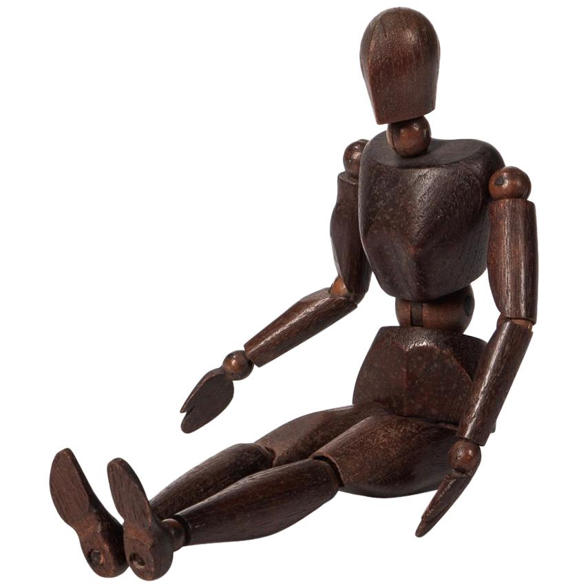 Antique Carved Walnut Articulated Artist's Figure Model at 1stDibs