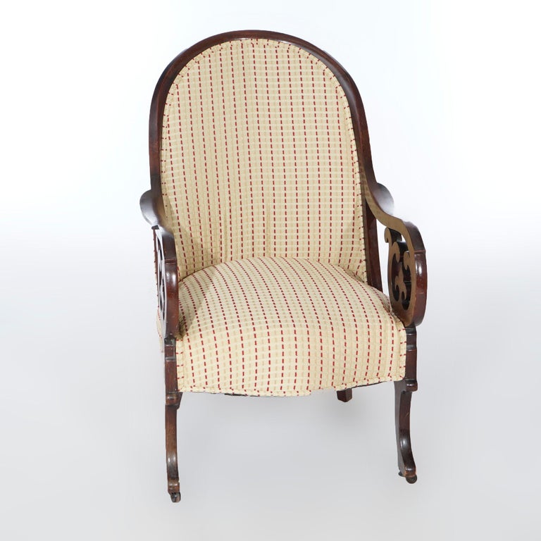 Antique Carved Walnut and Upholstered Lincoln Arm Chair, circa 1880 For ...