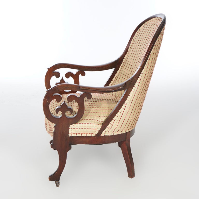 Antique Carved Walnut and Upholstered Lincoln Arm Chair, circa 1880 For ...