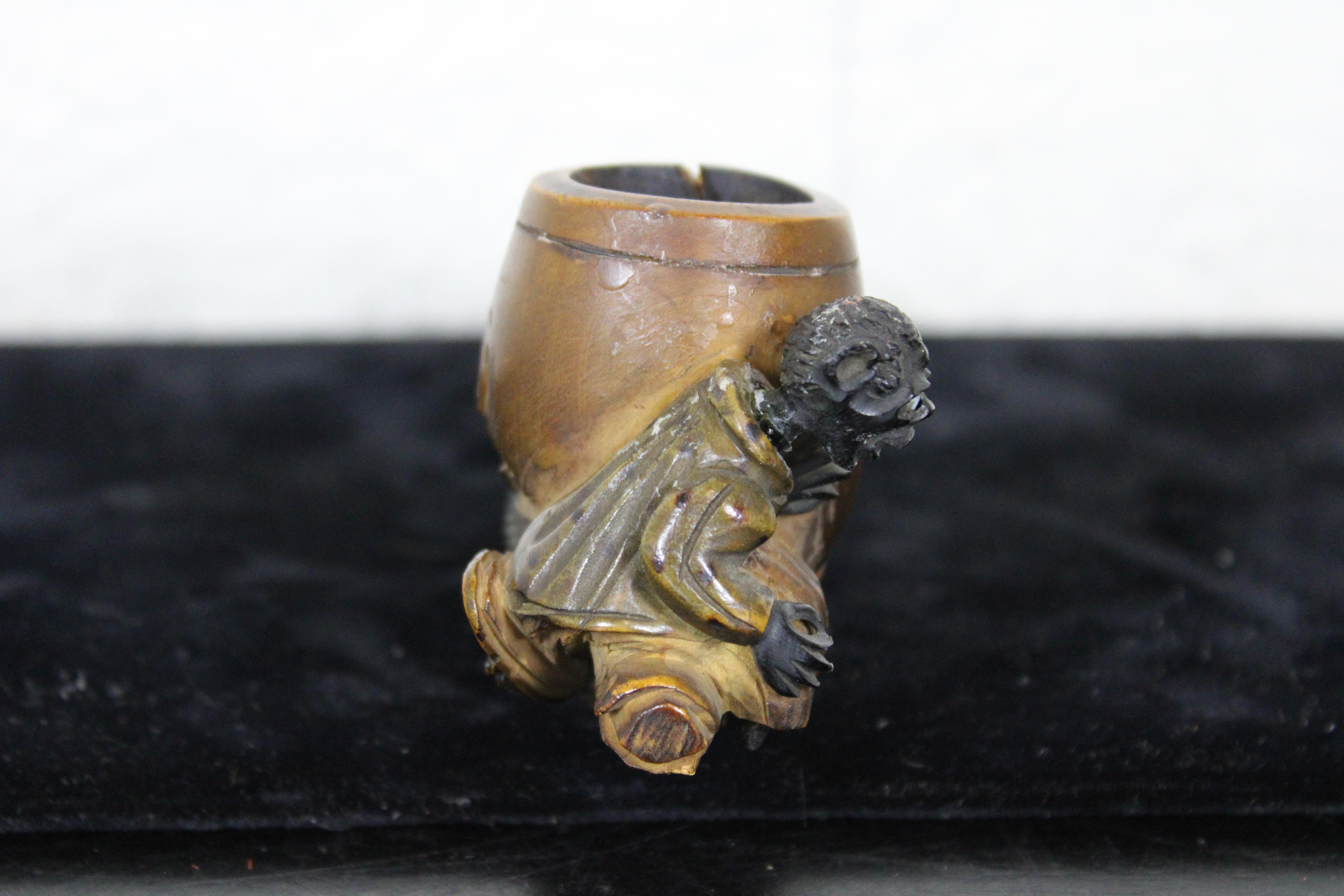 Antique Carved Wood Americana Folk Art Smoking Pipe Alligator Stalking ...