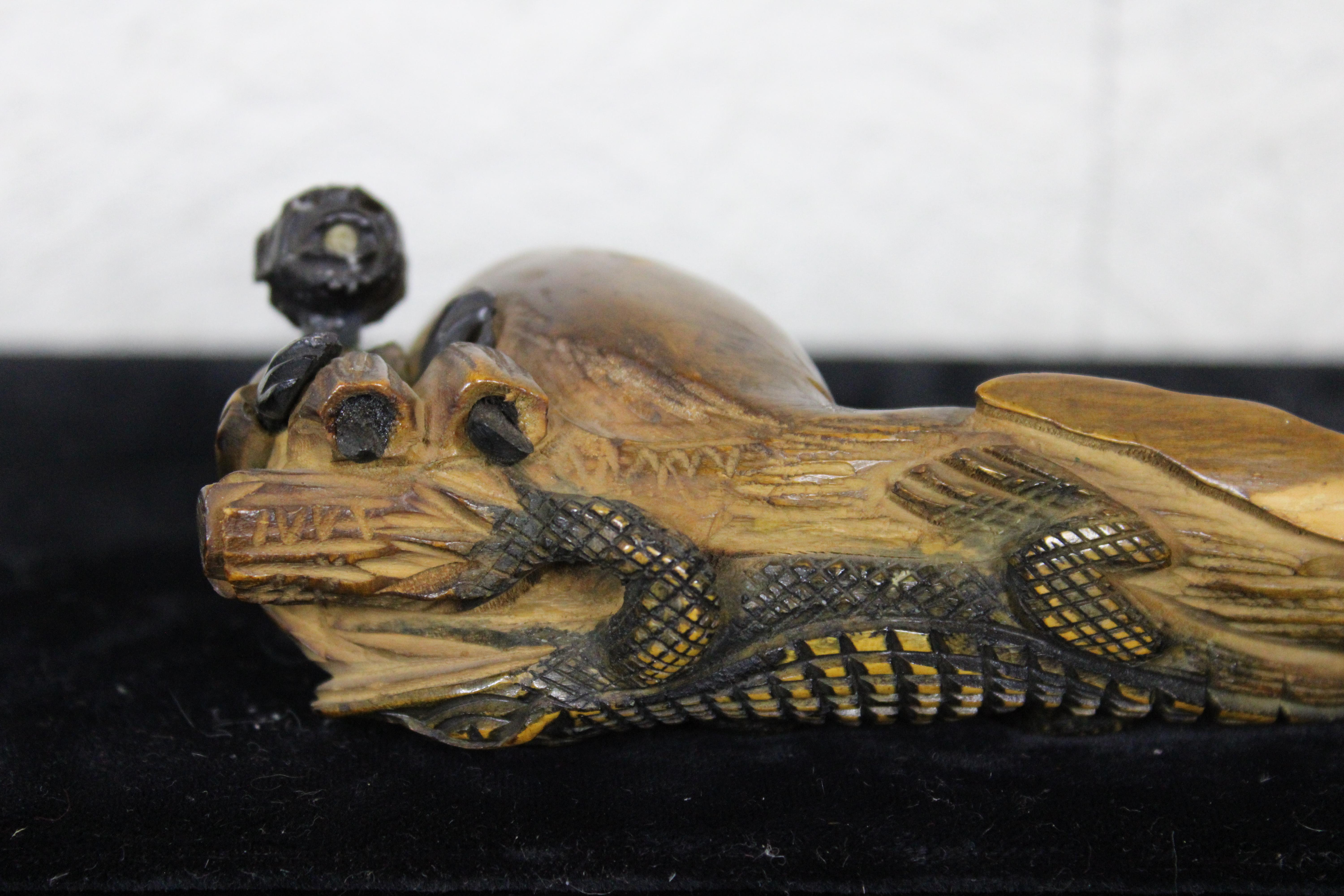 Antique Carved Wood Americana Folk Art Smoking Pipe Alligator Stalking ...