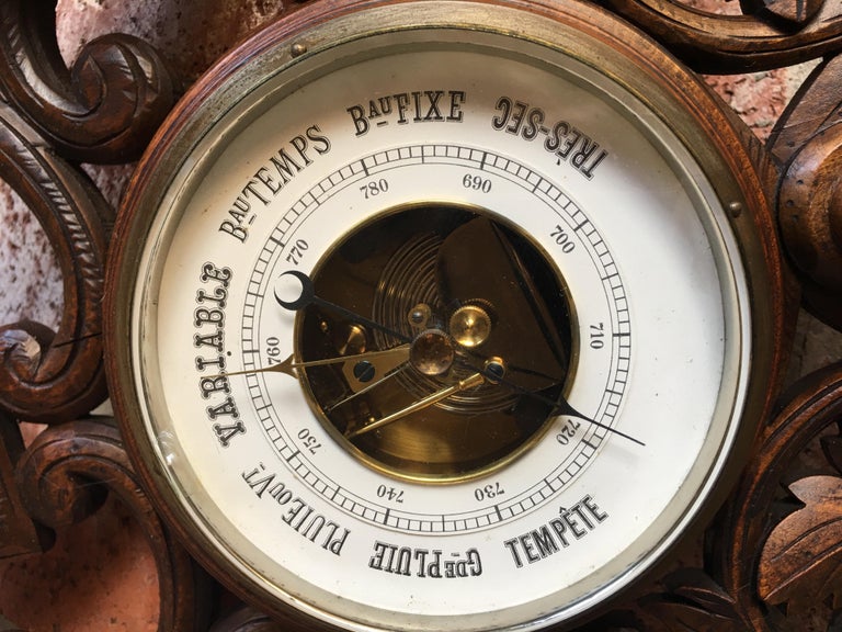 Antique Carved Wood Black Forest Dog Hound Hunt Barometer Bird Coat ...