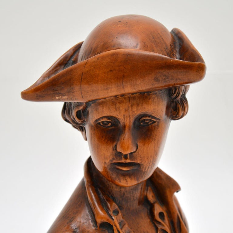 Antique Carved Wood Bust of a Sailor For Sale at 1stDibs