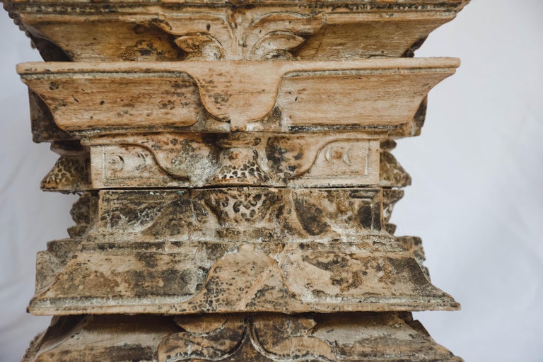Antique Carved Wood Column Capital at 1stDibs