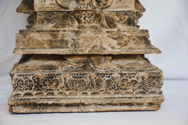 Antique Carved Wood Column Capital at 1stDibs