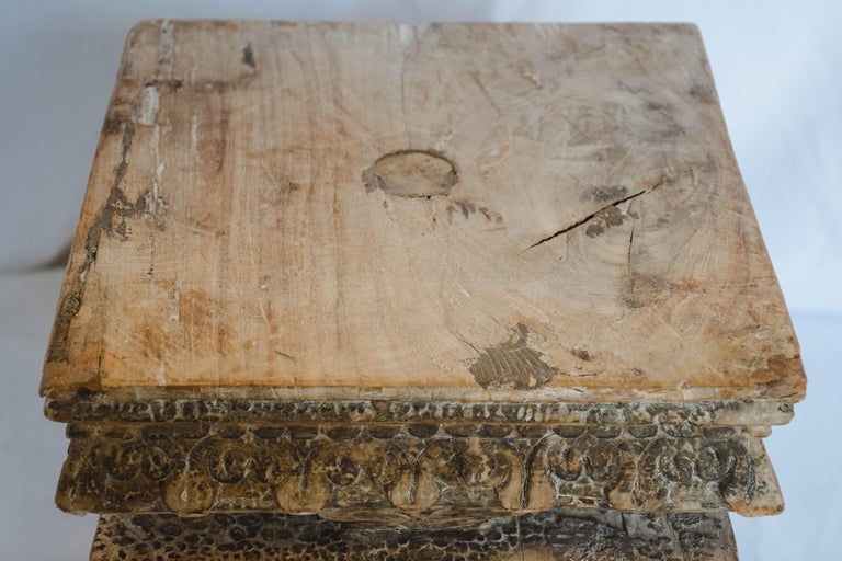 Antique Carved Wood Column Capital at 1stDibs