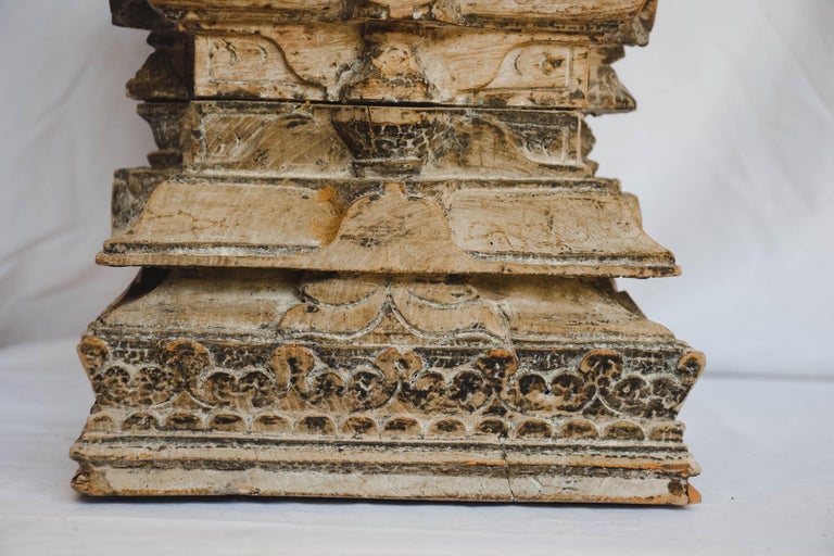 Antique Carved Wood Column Capital at 1stDibs