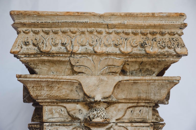 Antique Carved Wood Column Capital at 1stDibs