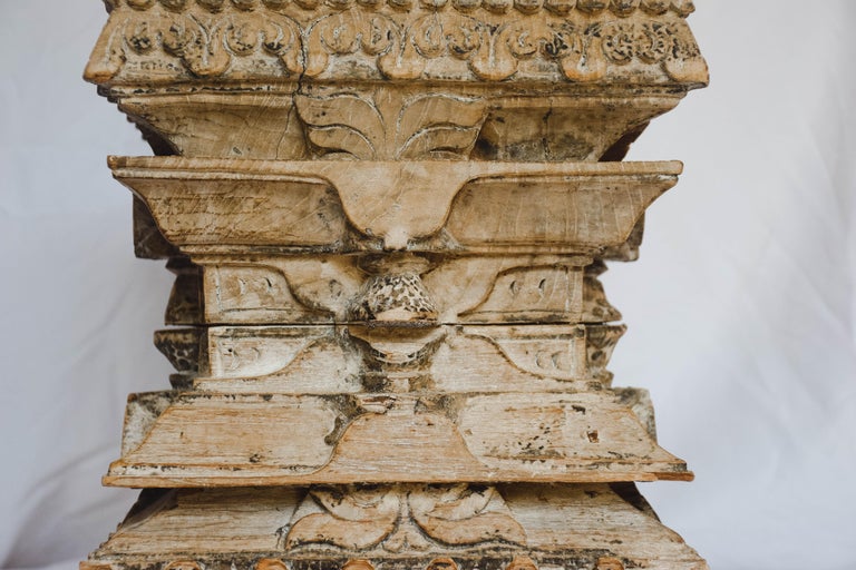 Antique Carved Wood Column Capital at 1stDibs