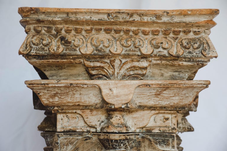 Antique Carved Wood Column Capital at 1stDibs