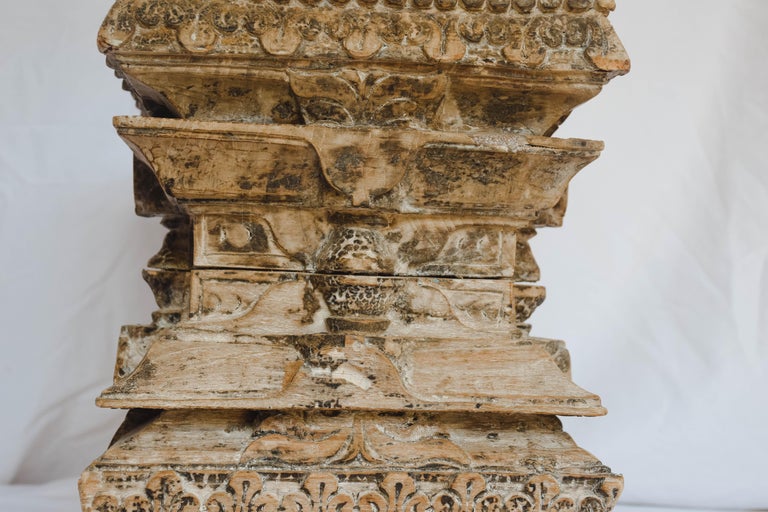 Antique Carved Wood Column Capital at 1stDibs